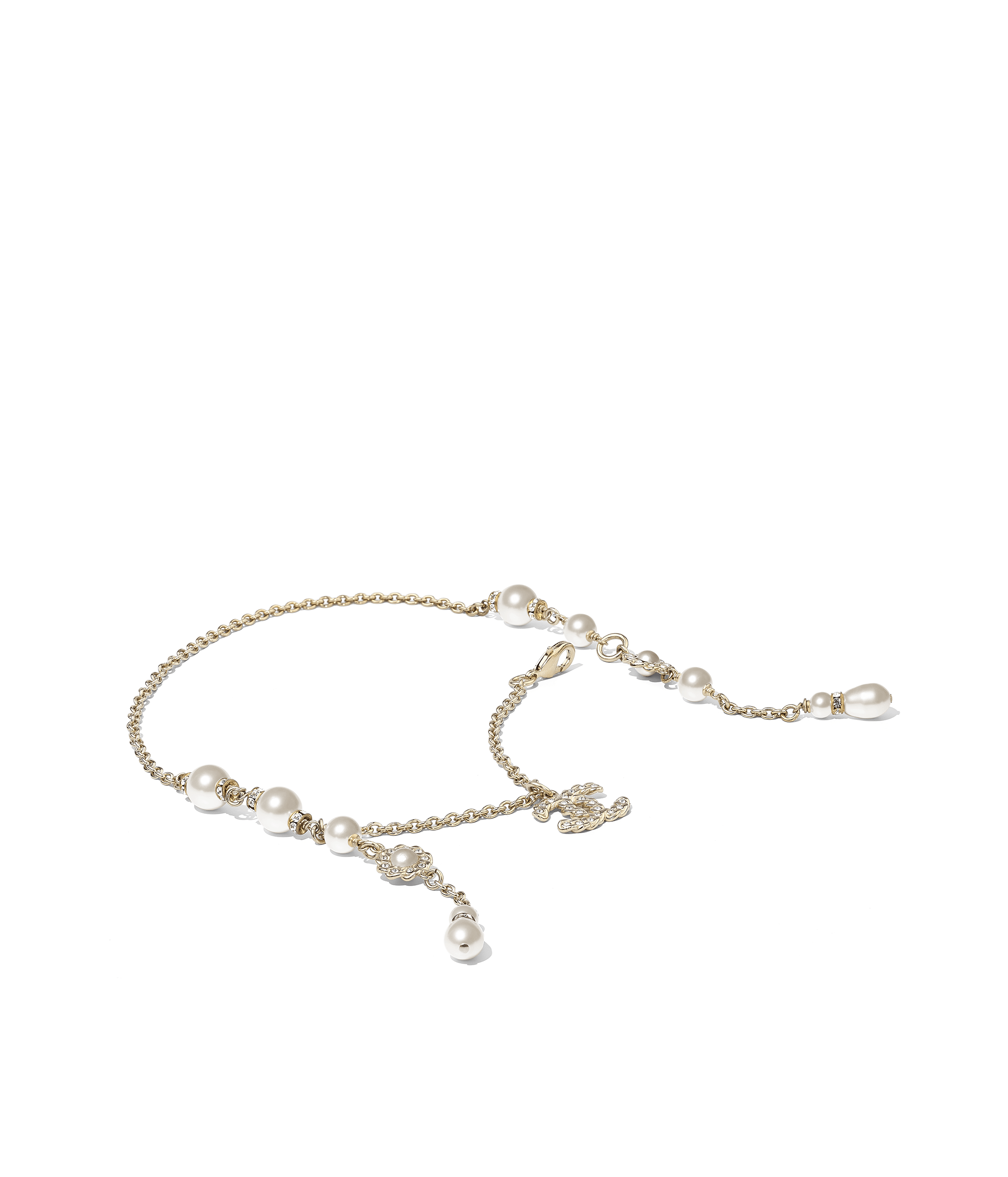 Necklace Metal Glass Pearls Imitation Pearls And Strass Gold Pearly