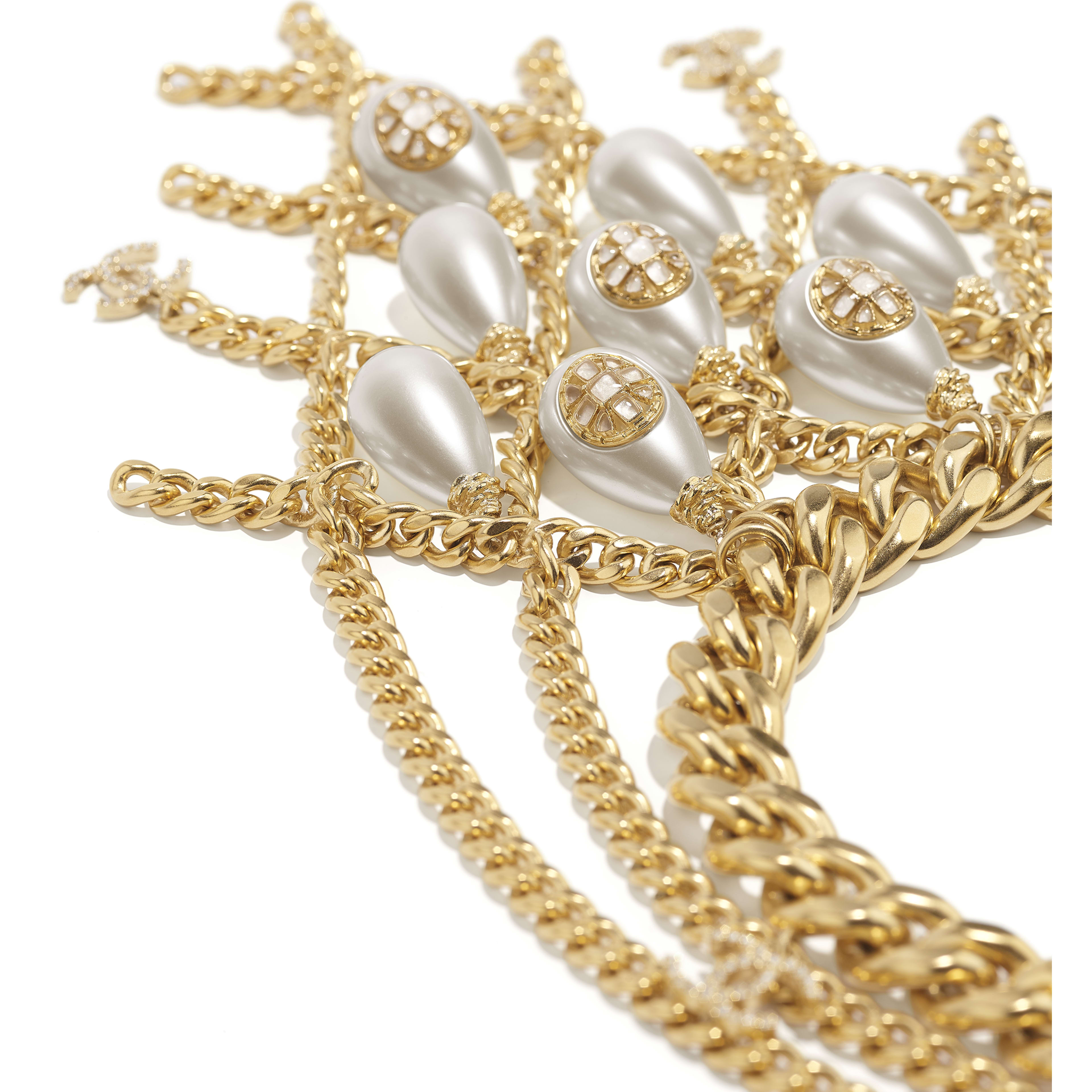 Metal Imitation Pearls Strass And Resin Gold Pearly White And Crystal